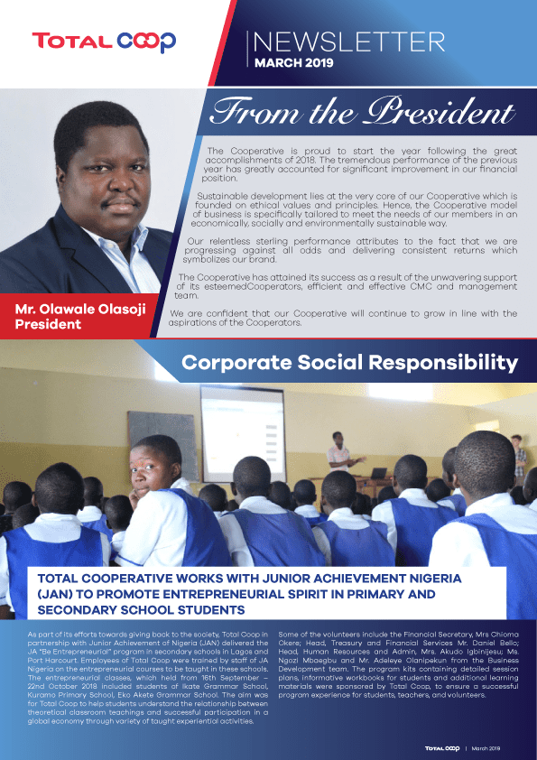 Coop Newsletter - March 2019 | Total energies E&P Nigeria Cooperative